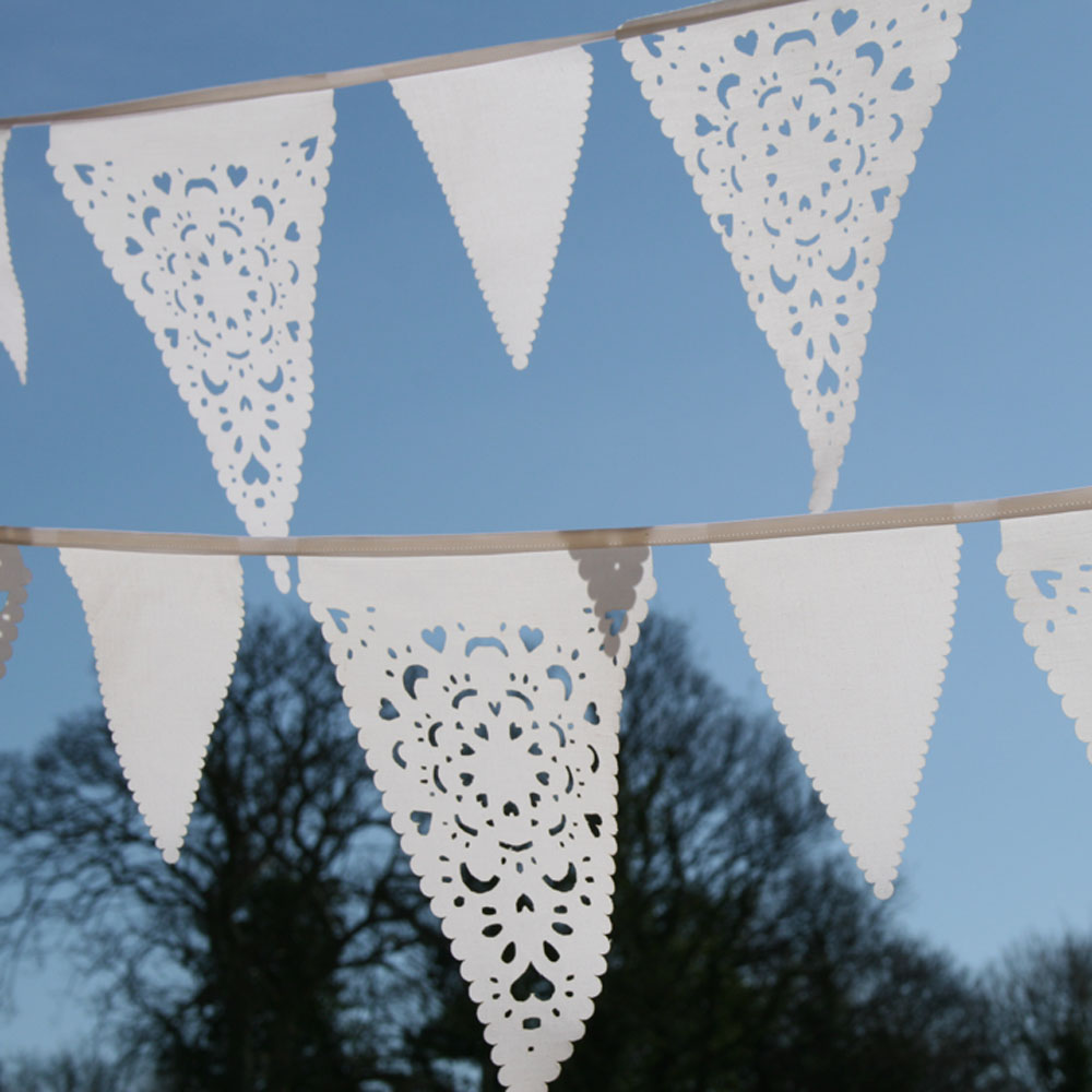 White Lace Wedding Bunting, White Vintage Lace Banner, Wedding ...