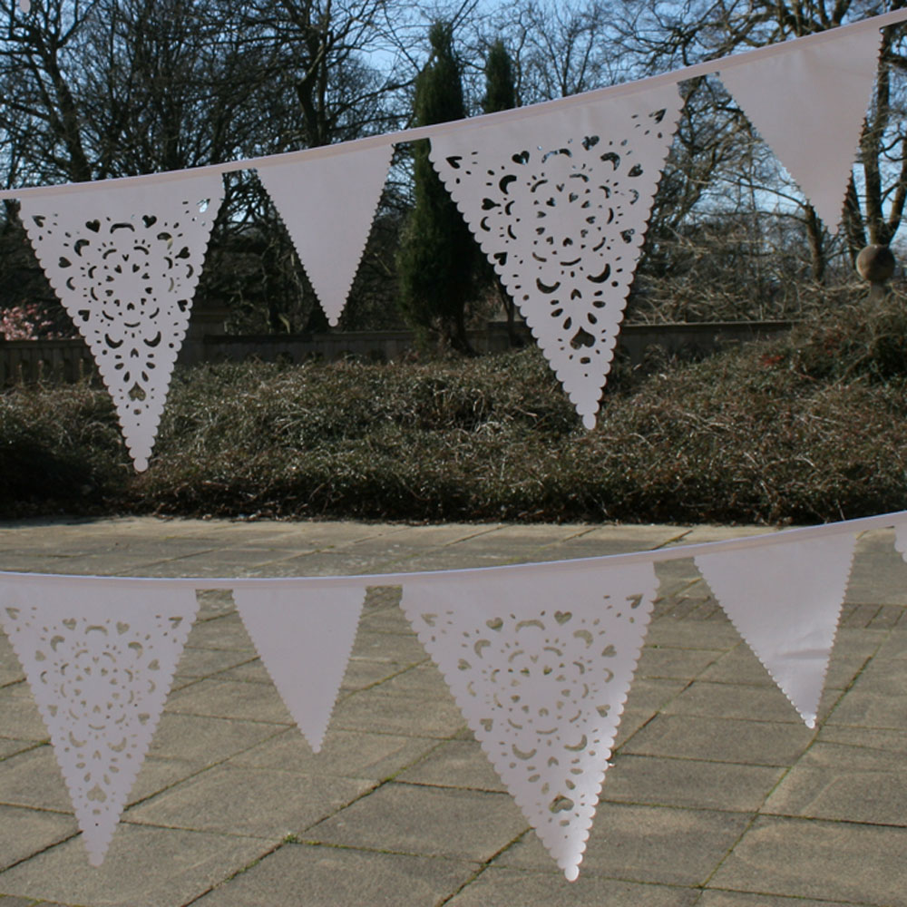 White Lace Wedding Bunting, White Vintage Lace Banner, Wedding ...