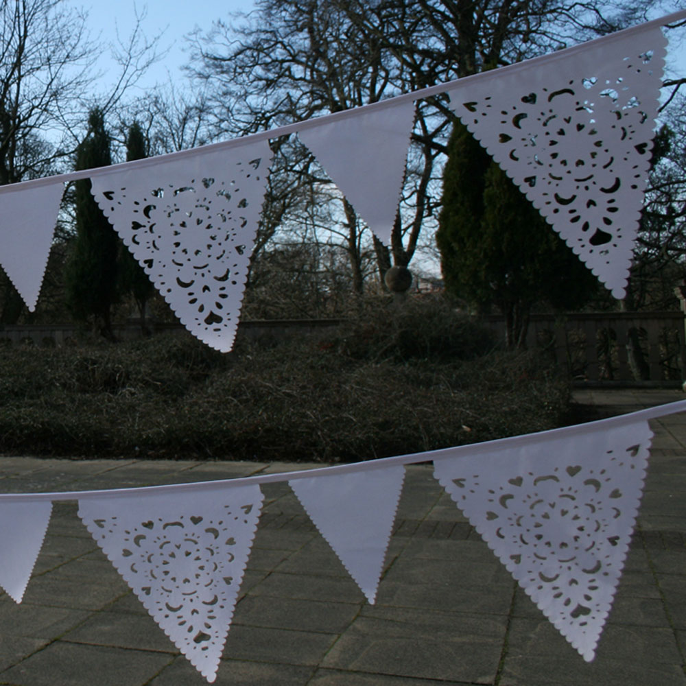 White Lace Wedding Bunting, White Vintage Lace Banner, Wedding ...