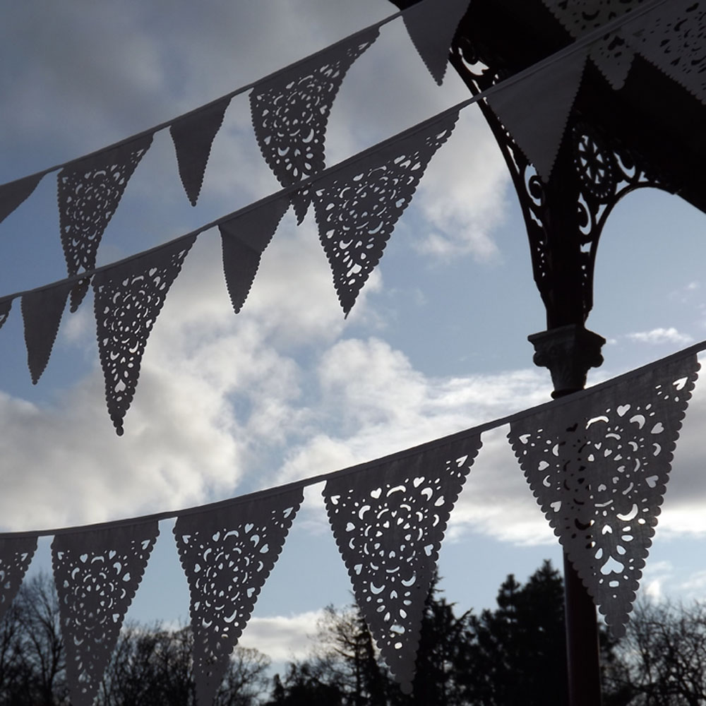 Vintage Style Lace Fabric Bunting, Ivory Lace Wedding Flags on Luulla